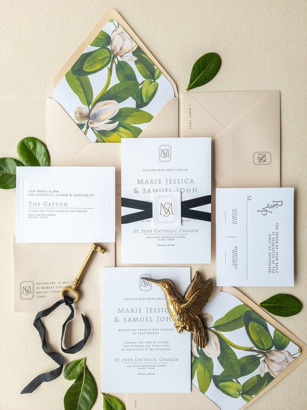 Modern Monogram Wedding Invitation